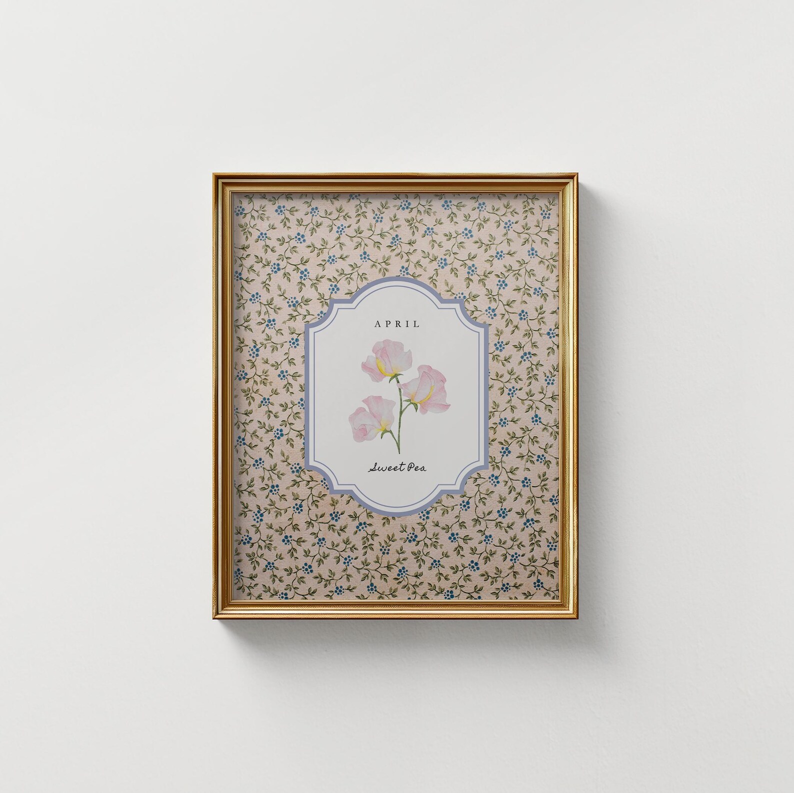 April Sweet Pea Print: Vintage Botanical Illustration, Digital ...