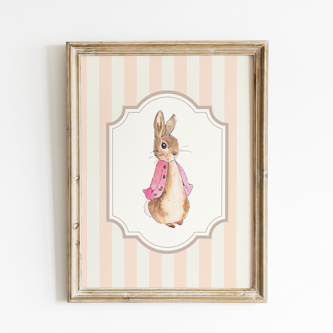 Blush Pink Flopsy Peter Rabbit Illustration Print, Digital Download ...