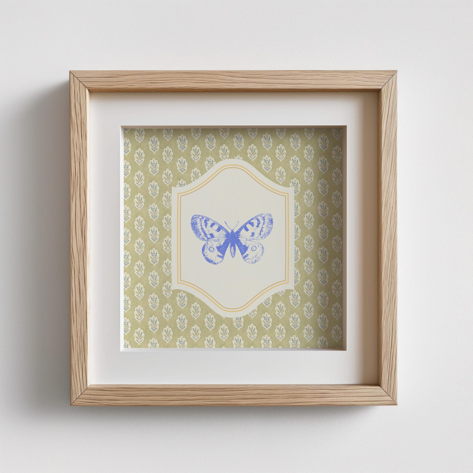 Victorian Butterfly Print: Blue Line Art, Square Wall Decor, Digital ...