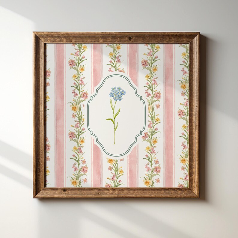 Vintage Floral Print: Square Wall Art, Trendy Decor, Digital Downloads ...