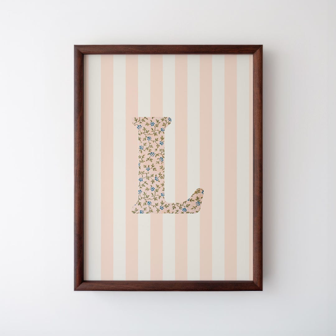 Floral Initial Letter L Print: Watercolor Initial Art, Digital ...