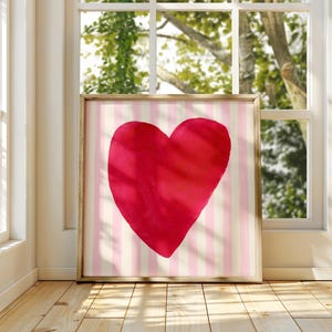 Red Heart Square Print: Valentine's Day Trendy Decor, Digital Downloads ...