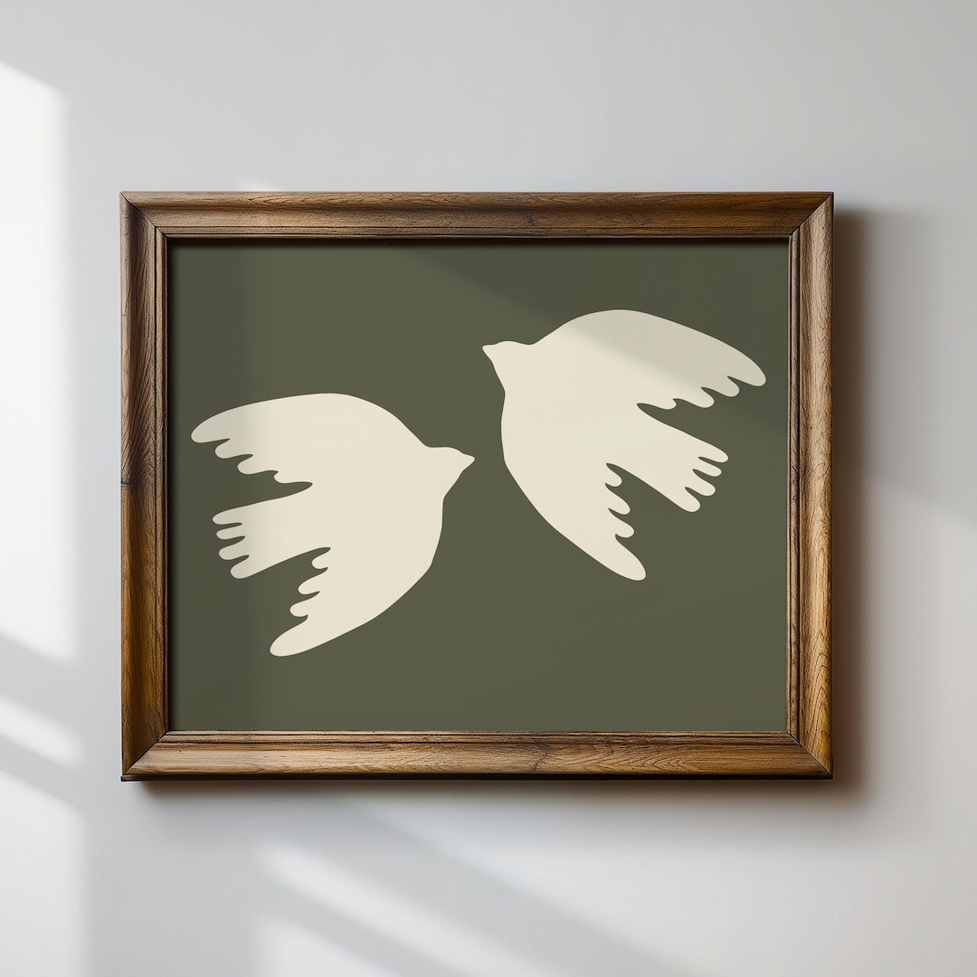 Double Dove Art Print: Botanical Cottagecore Decor, Digital Downloads ...
