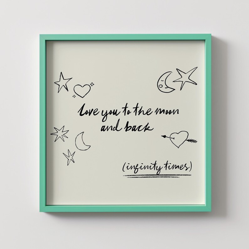 Love You to the Moon and Back, Illustration Print, Digital Downloads ...