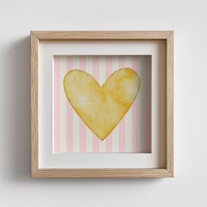Bright Yellow Heart Print: Trendy Wall Decor, Digital Downloads, Art ...