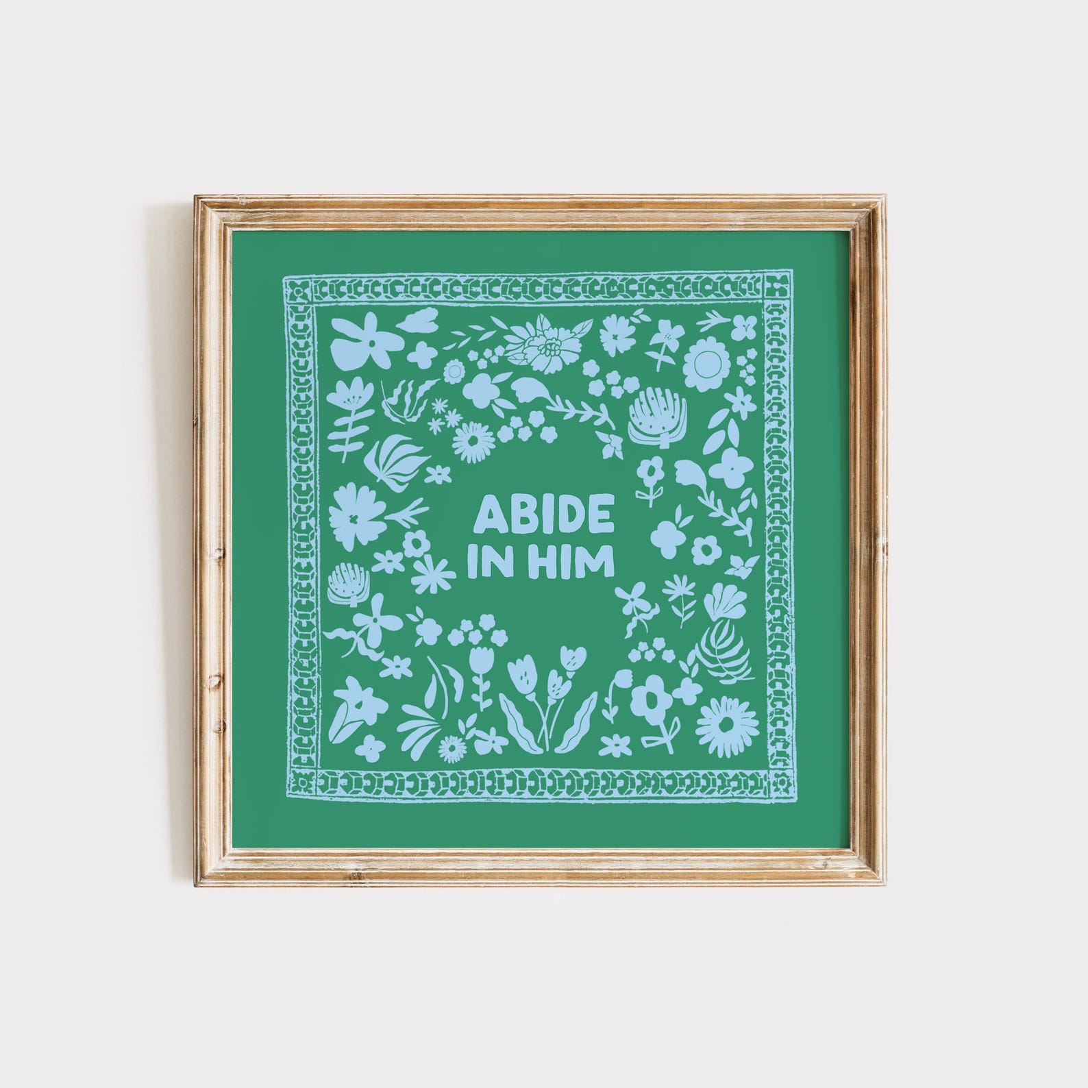 Abide in Him Floral Square Print: Scripture Wall Art, Digital Download ...