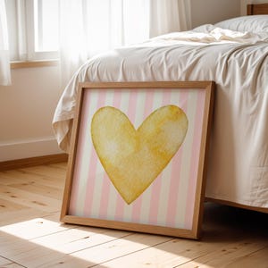 Bright Yellow Heart Print: Trendy Wall Decor, Digital Downloads, Art ...