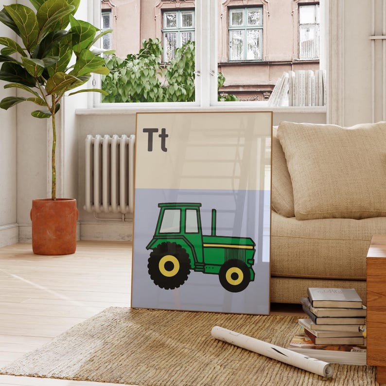 T, Tractor, Alphabet Illustration, Digital Downloads, Art Print, Gift ...