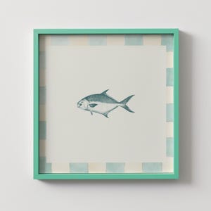 Watercolor Baby Blue Checkered Fish Print, INSTANT Digital Downloadable ...