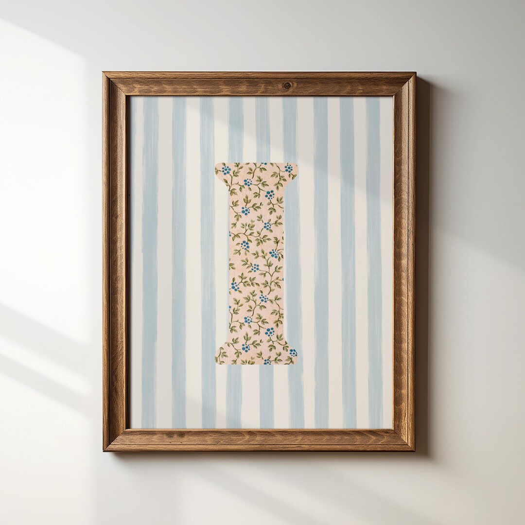Floral Letter I Print: Vintage Watercolor Initial Art, Digital Download ...