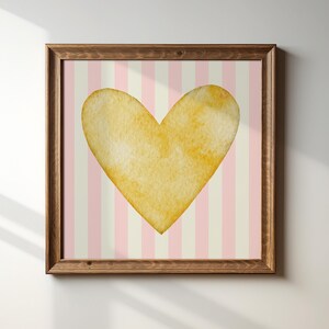 Bright Yellow Heart Print: Trendy Wall Decor, Digital Downloads, Art ...