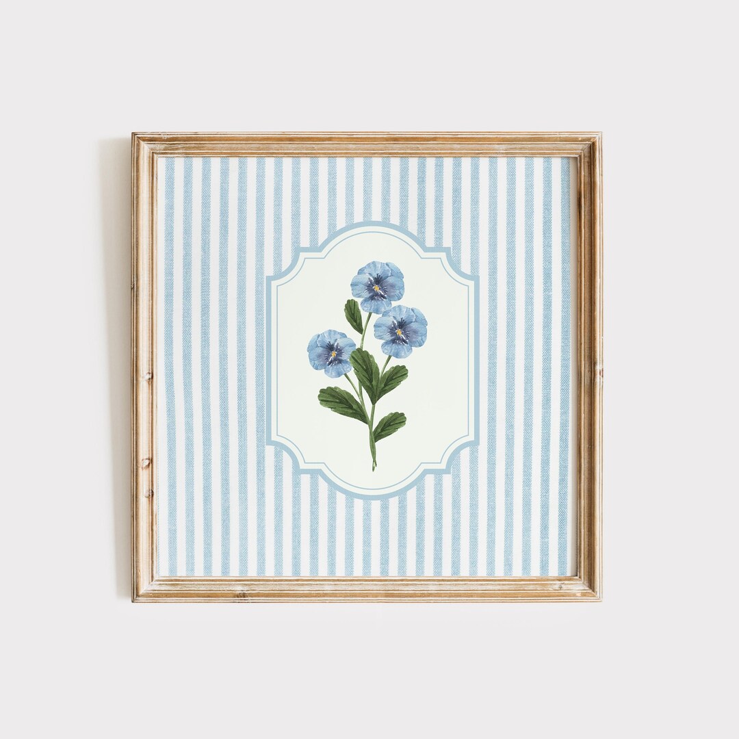 Penelope Blue Floral Square Print, INSTANT Digital Downloadable Wall ...