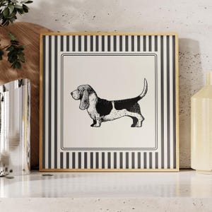 Minimalist Basset Hound Print: Black and White Illustration, Digital ...