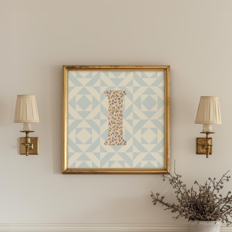 Floral Initial Letter I Print: Personalized Watercolor Initial Art ...