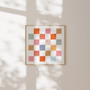 Colorful Checkered Print: Trendy Cottage Wall Art, Digital Downloads ...