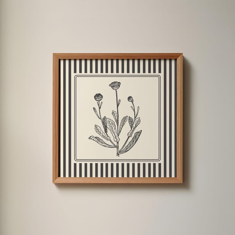 Set of 4 Prints, Botanical Print Set: Black and White Vintage Garden ...