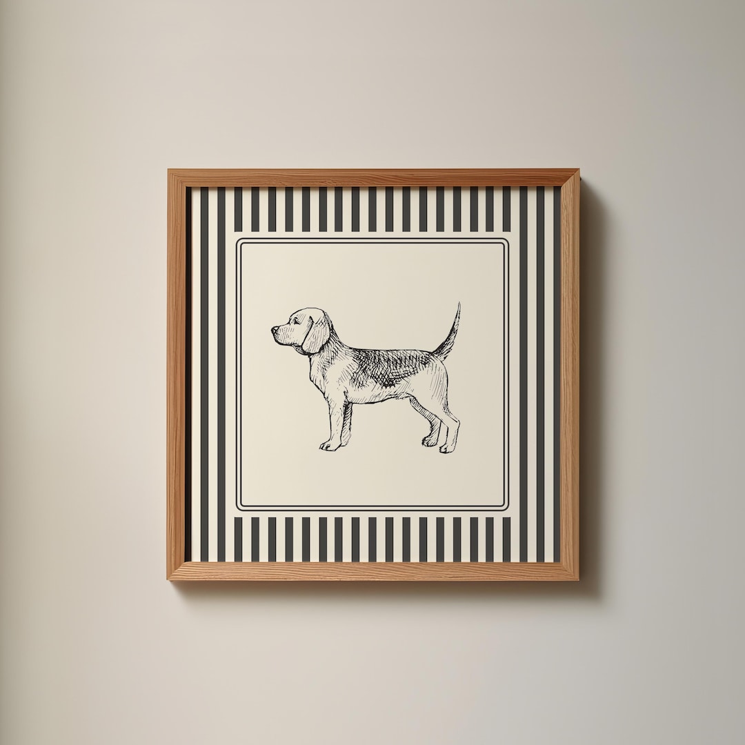 Minimalist Black and White Beagle, Square Print, INSTANT Digital ...