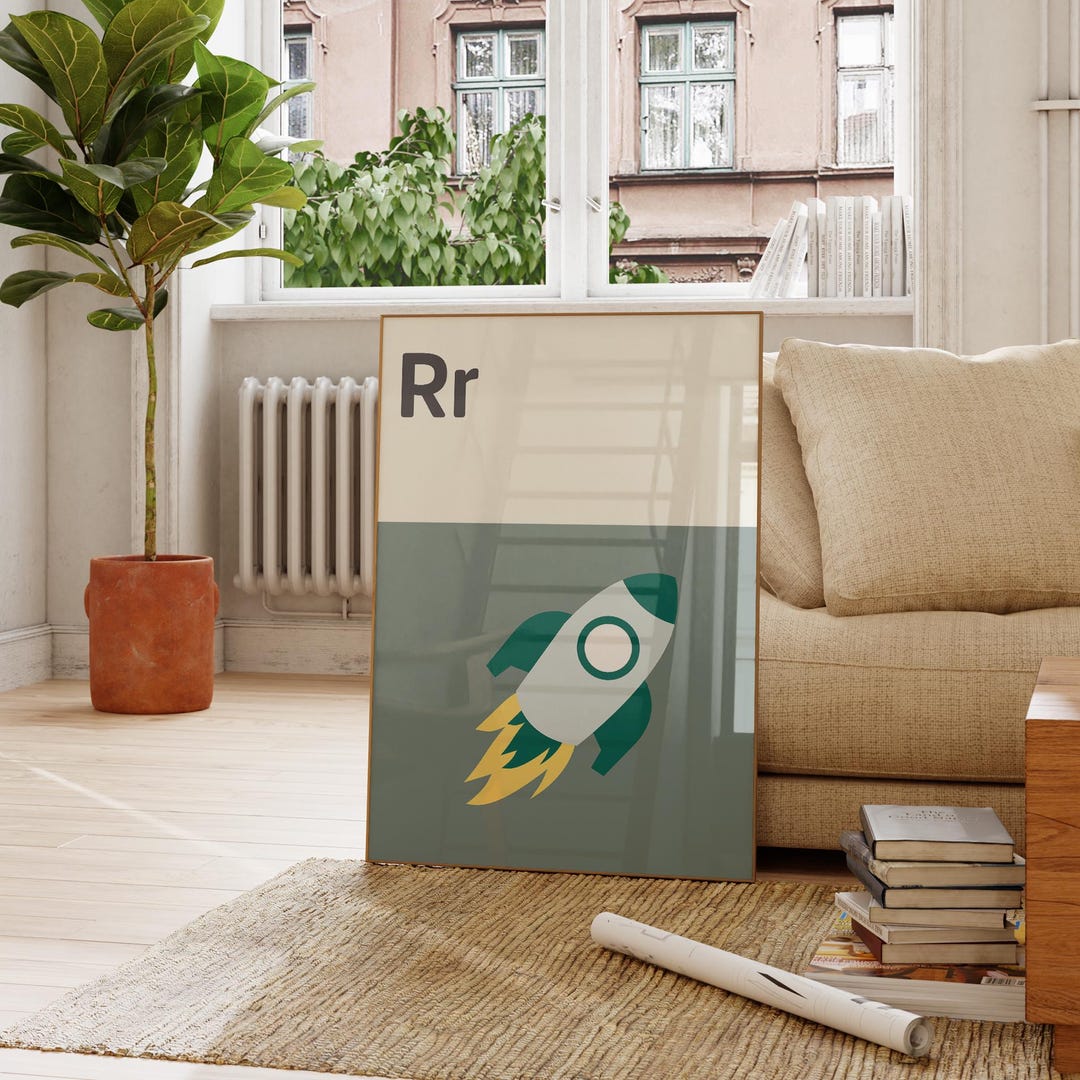 R, Rocket Ship, Alphabet Illustration, Digital Downloads, Art Print ...