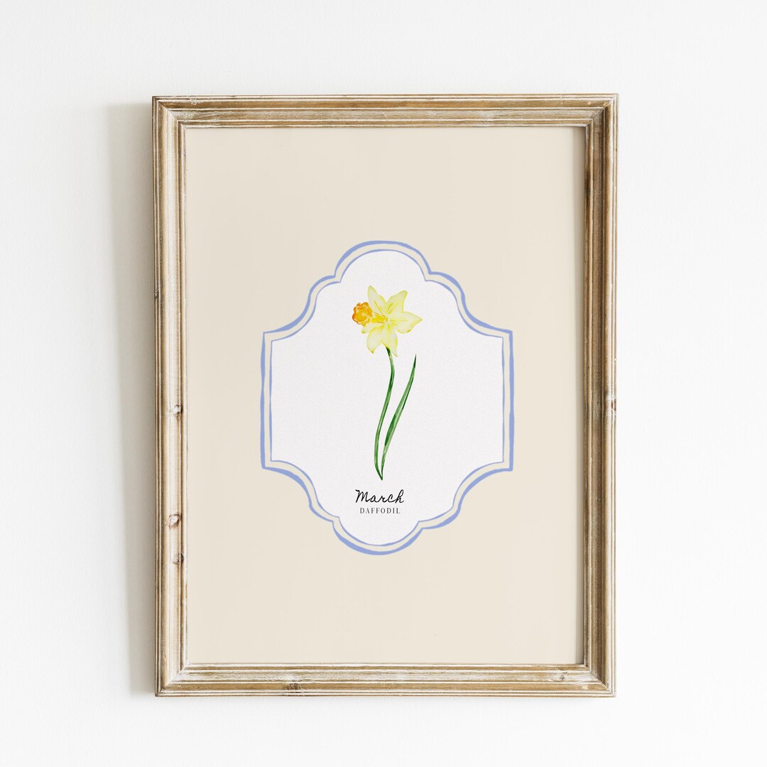 MARCH, Birth Flower Illustration Prints, Digital Downloadable Wall Art ...