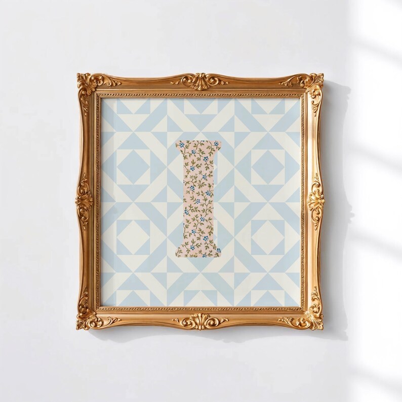 Floral Initial Letter I Print: Personalized Watercolor Initial Art ...