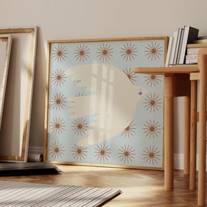 Blue Abstract Dove Art Print: Square Nursery Decor, Digital Downloads ...