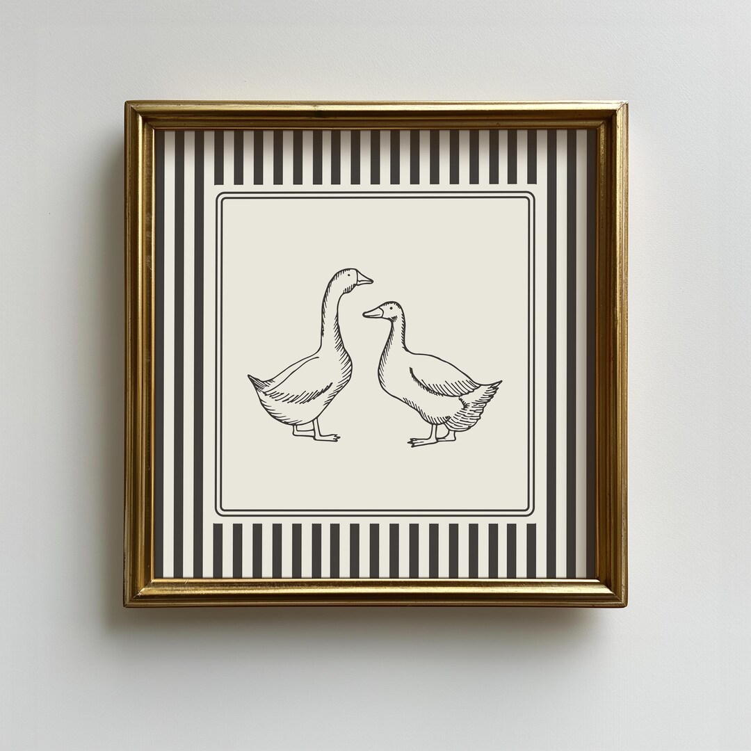 Minimalist Goose Friends Print, Black and White Line Illustration ...