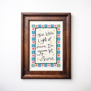 This Little Light of Mine Print: Kids Room Doodle Art, Digital ...