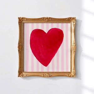 Red Heart Square Print: Valentine's Day Trendy Decor, Digital Downloads ...