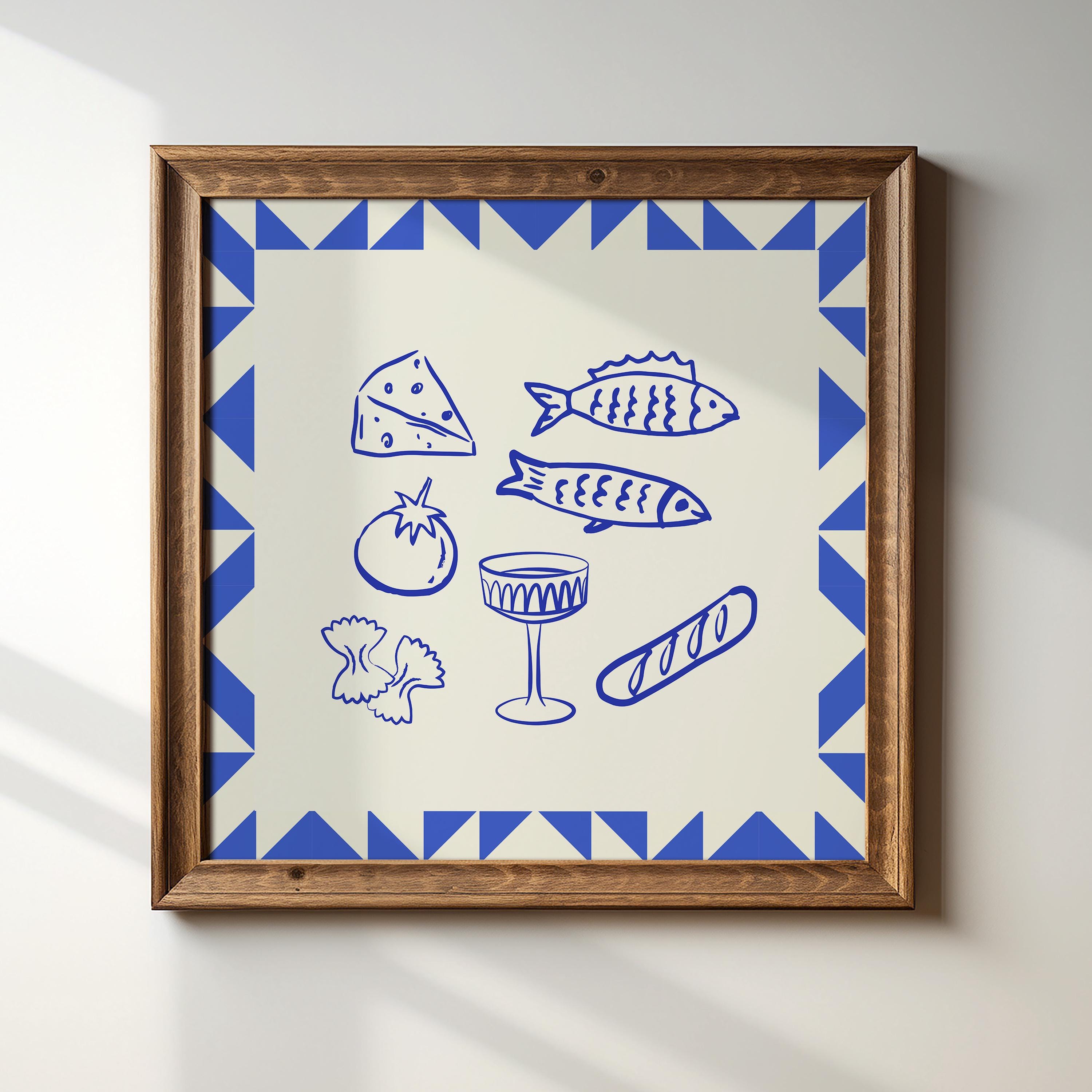 Italian Dinner Line Illustration Print, INSTANT Digital Downloads, Wall ...