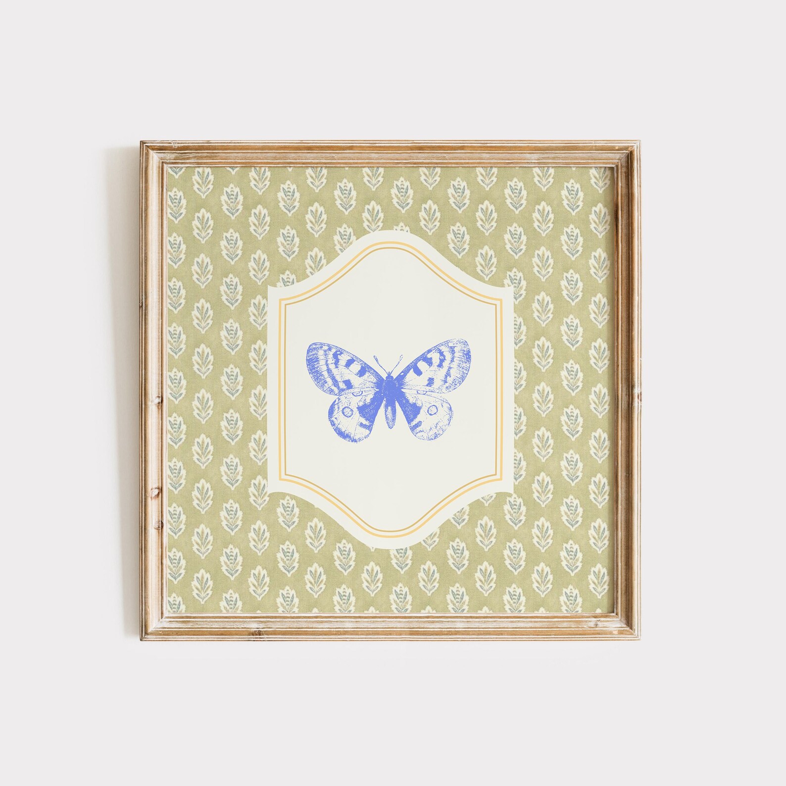 Victorian Butterfly Print: Blue Line Art, Square Wall Decor, Digital ...