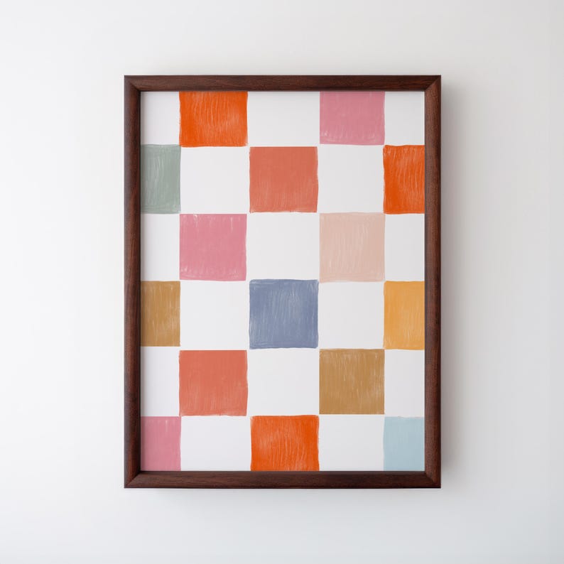 Fun Watercolor Checker Art Print, Digital Downloads, Wall Art, Trendy ...