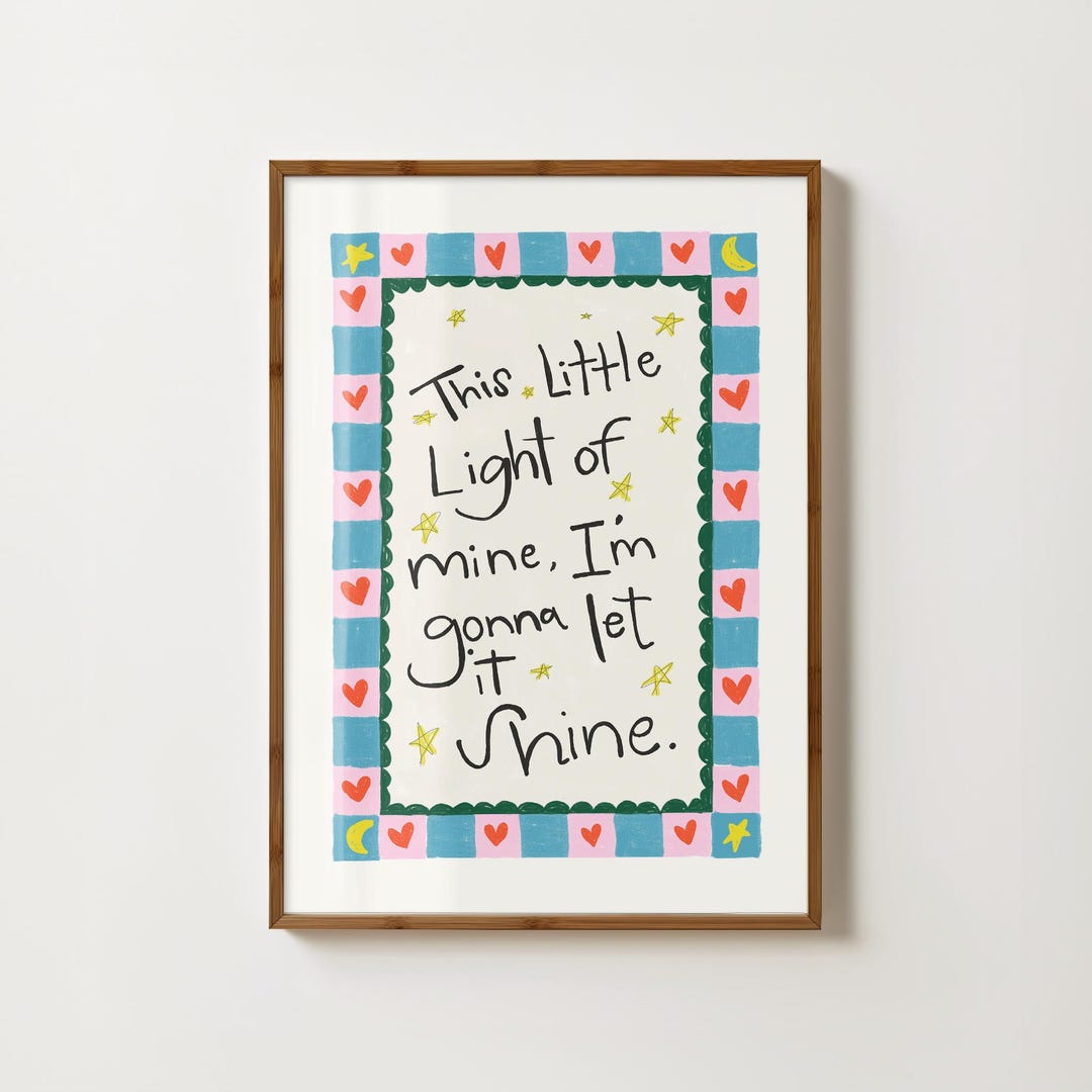 This Little Light of Mine Print: Kids Room Doodle Art, Digital ...