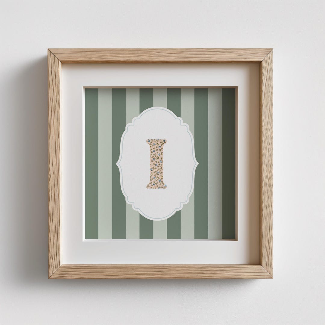 Floral Letter I Print: Personalized Watercolor Initial Art, Digital ...