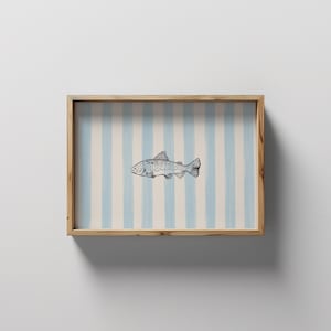 Blue Striped Fish Print, Digital Downloadable Wall Art, Nursery Art ...