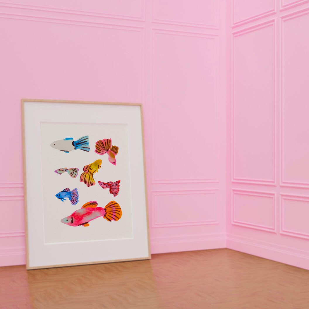 Watercolor Fish Art Print Digital Downloadable Wall Art - Etsy