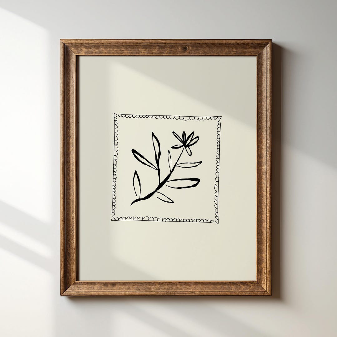 Floral Line Art Print: Betty Flower Doodle, Digital Download, Art Print ...