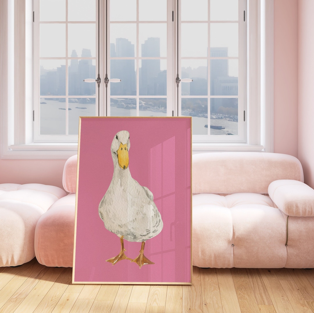 Pink Goose Abstract Painting, Digital Downloadable Wall Art, Trendy ...