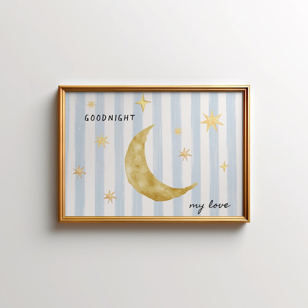 Blue Goodnight Moon Print: Vintage Nursery Decor, Digital Downloads ...
