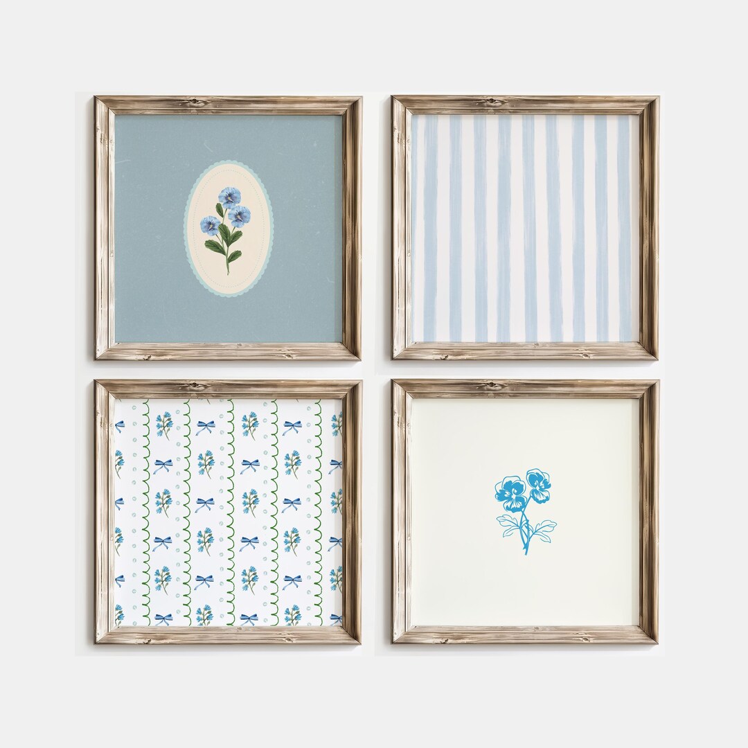 Darling Blue Vintage Print Bundle, Trendy Decor, English Garden ...