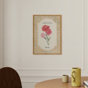 January Birth Flower Illustration Prints, 2 Print Bundle, Digital ...