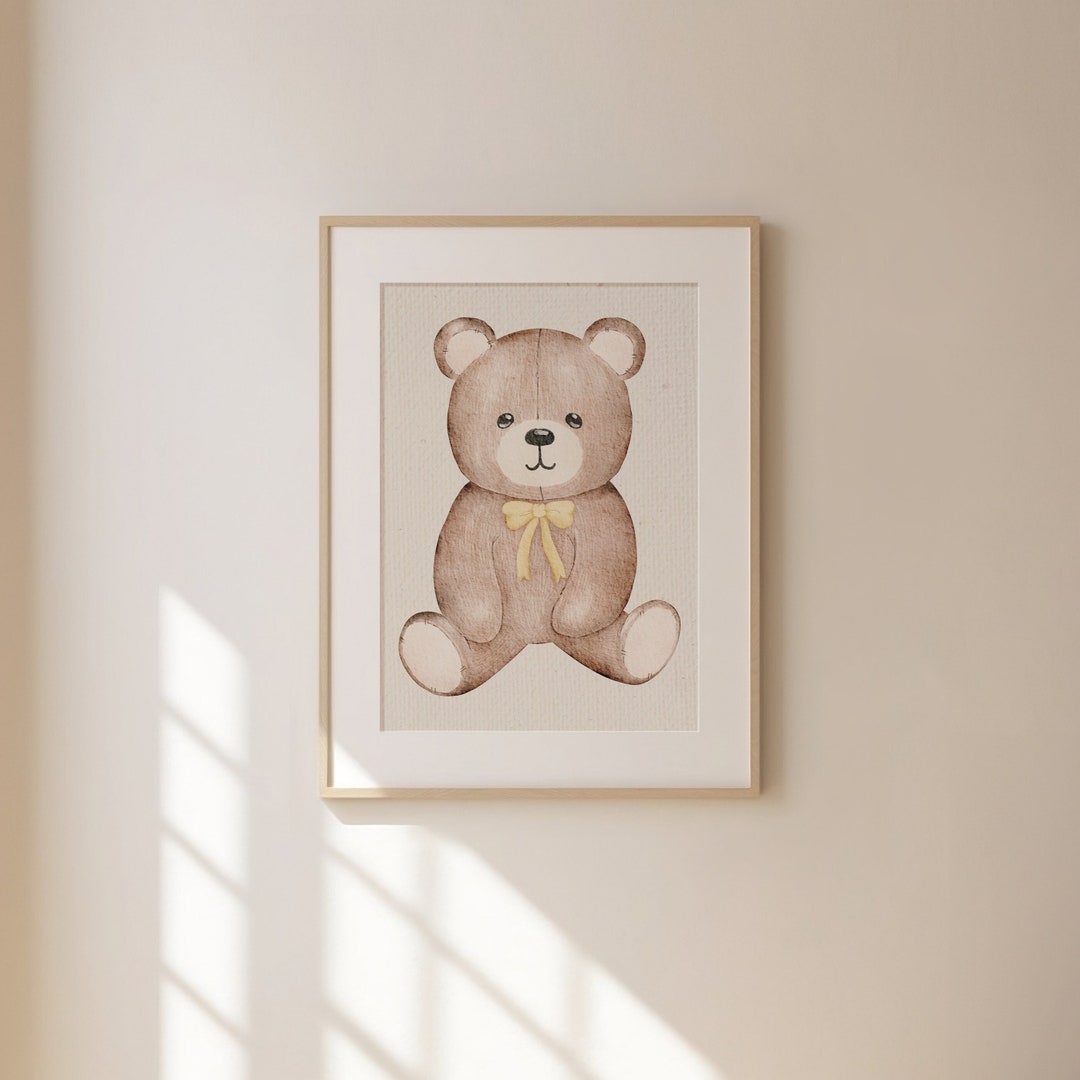 Teddy Bear Print, Digital Wall Art, Trendy Decor, Vintage Painting ...