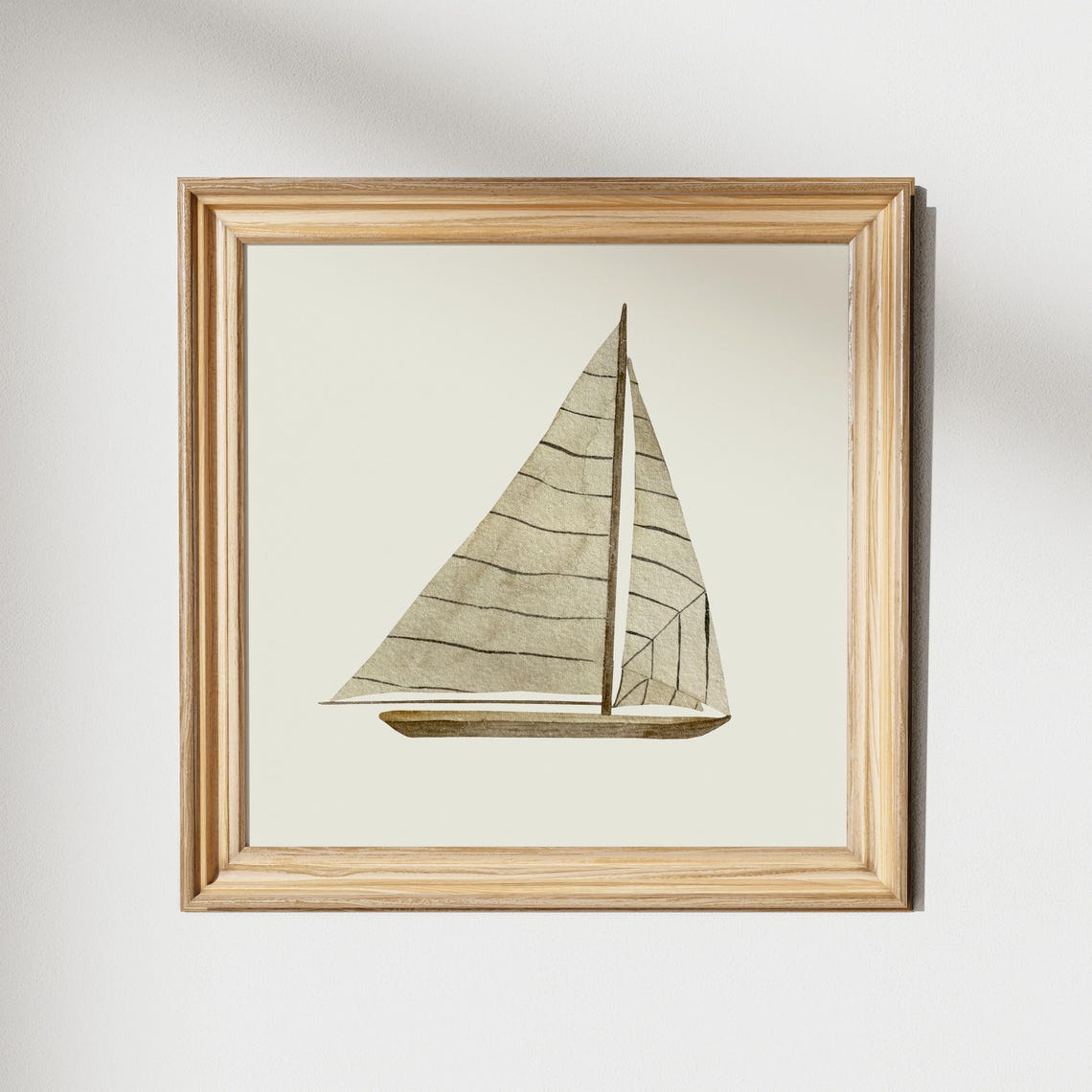 Vintage Neutral Watercolor Sailboat Print, Coastal Living Decor, Beach ...