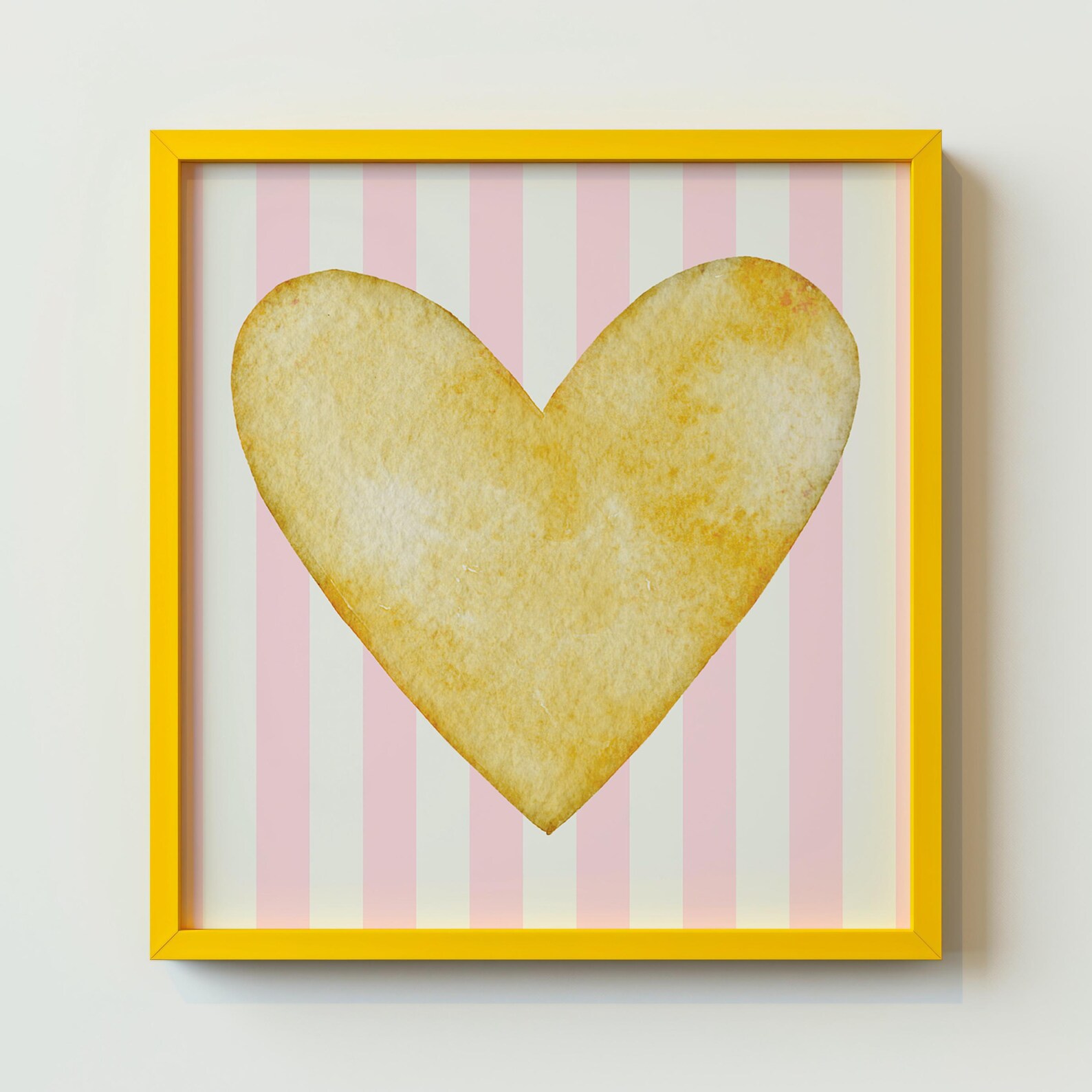 Bright Yellow Heart Print: Trendy Wall Decor, Digital Downloads, Art ...