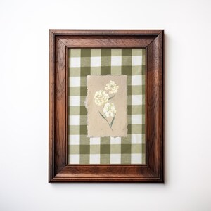 Green Gingham Flower Print, Digital Downloadable Wall Art, Trendy Decor ...