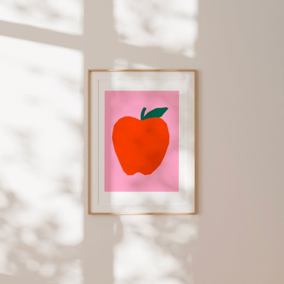 Poppy Apple Art Print, Digital Downloadable Wall Art, Trendy Decor ...