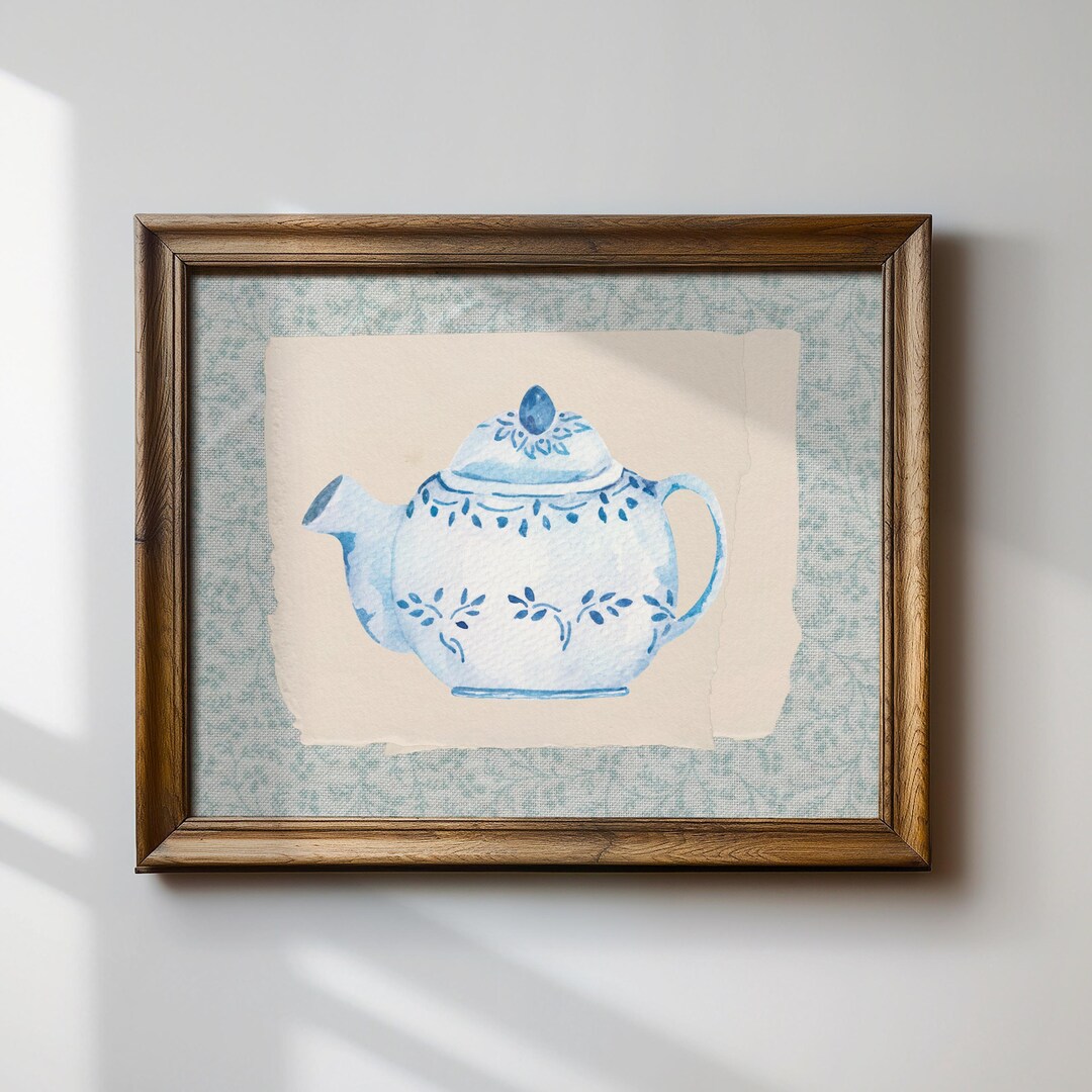 Vintage Teapot Print, Digital Downloadable Wall Art, Nursery Art ...