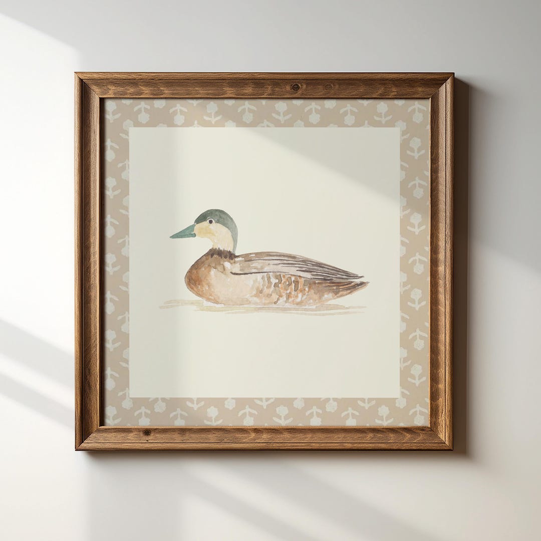 Cream Millie Swimming Mallard Duck Print, INSTANT Digital Downloadable ...