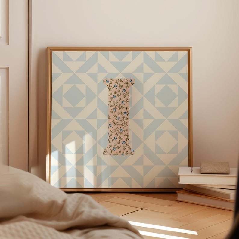 Floral Initial Letter I Print: Personalized Watercolor Initial Art ...