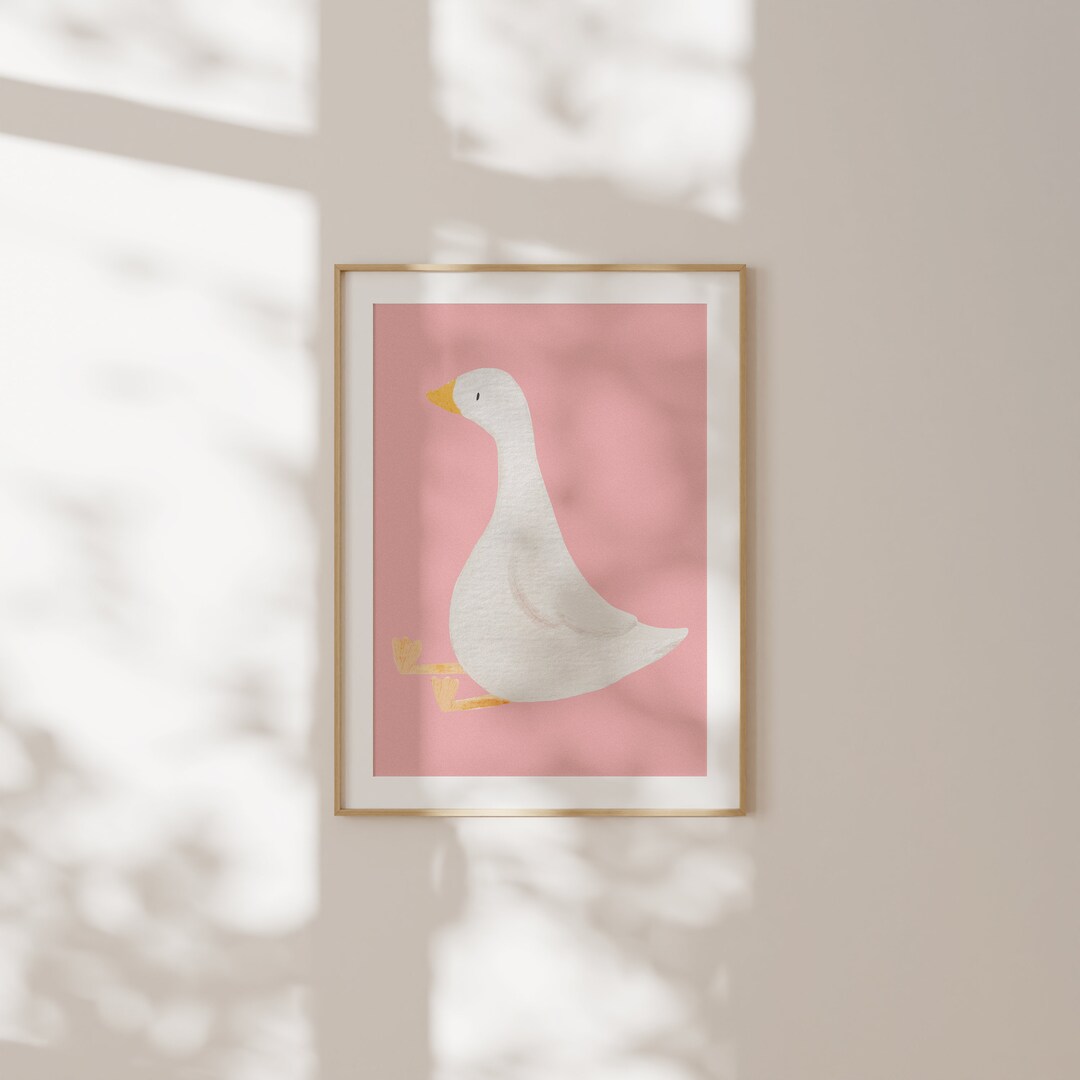 Pink Goose Abstract Art Print: Trendy Nursery Decor, Digital Downloads ...