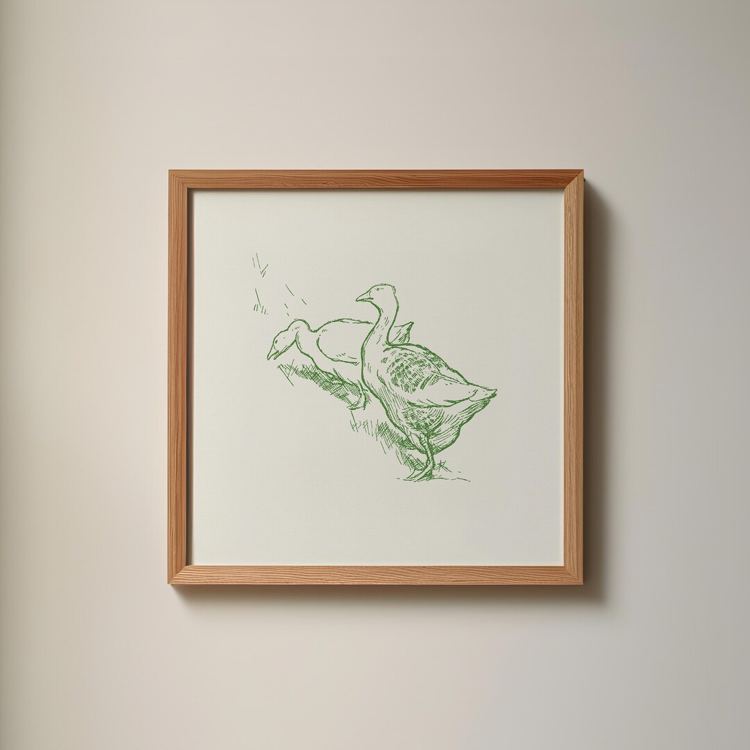 Green Ducks Square Art Print, INSTANT Digital Downloadable, Wall Art ...